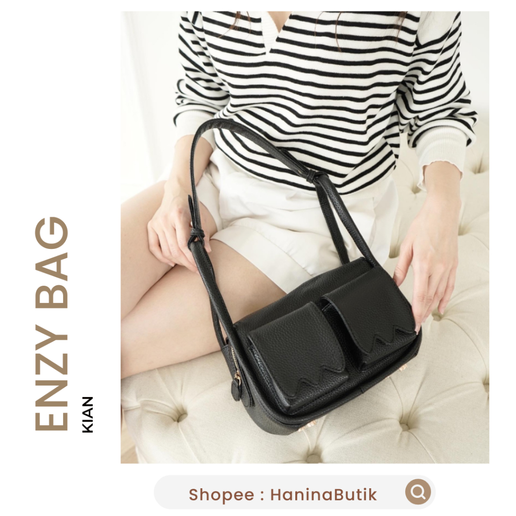 Jual (𝗦𝗜𝗔𝗣 𝗞𝗜𝗥𝗜𝗠) ENZY BAG BLACK by KIAN | Shopee Indonesia