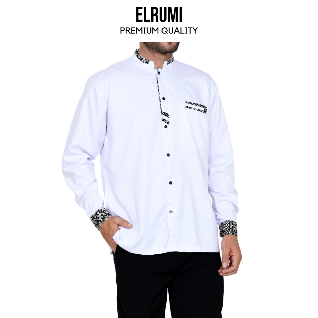 Jual Baju Koko Pria Dewasa Lengan Panjang Motif Anos Kombinasi Batik ...