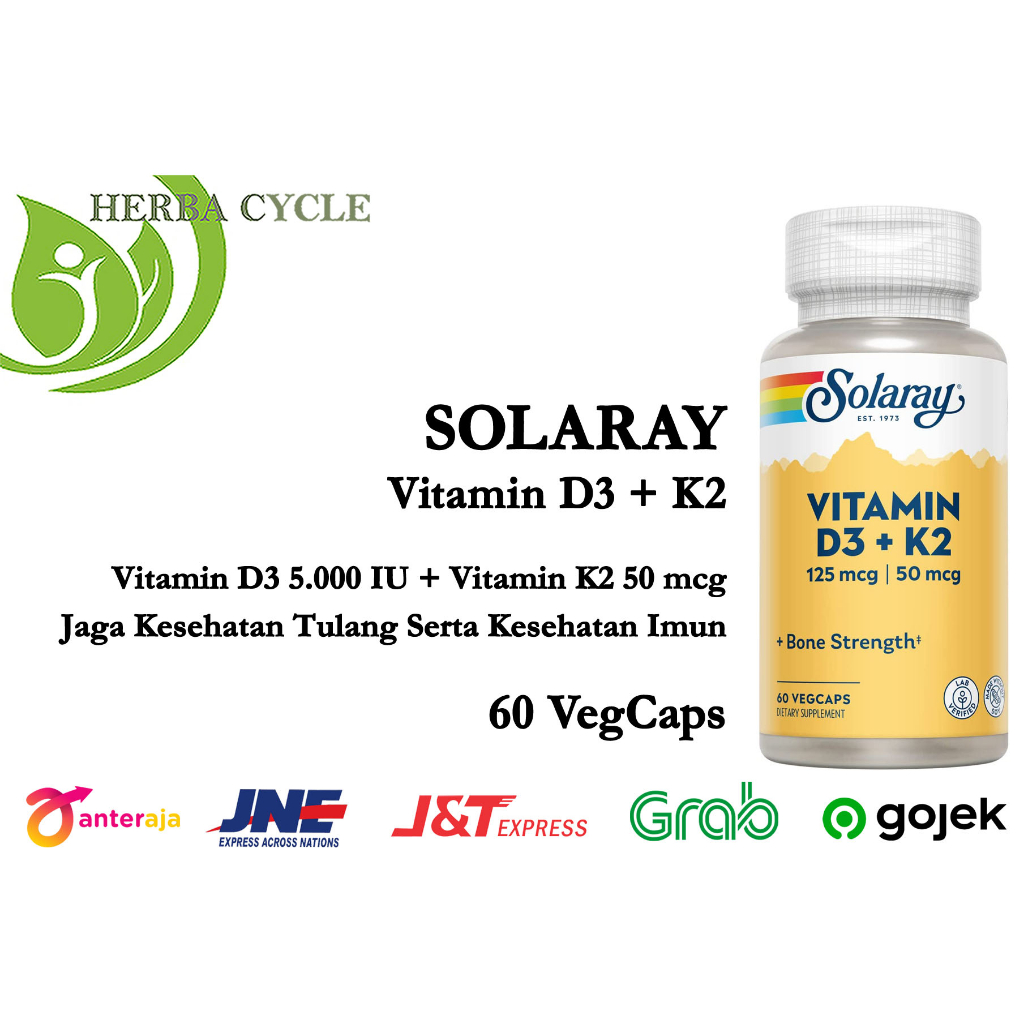 Jual Solaray Vit D3 5000 IU K2 50 Solaray Vitamin D3 K2 60 VegCap Ori ...