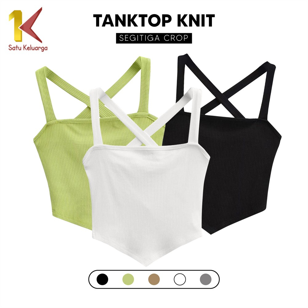 Jual 1K Tanktop Basic Wanita Crop Segitiga Knit Model Tali Silang P330 Tank Top Crop Knit ...