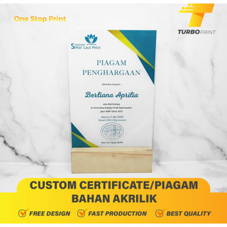 Jual PLAKAT AKRILIK / SERTIFIKAT CUSTOM AKRILIK / PIAGAM PENGHARGAAN ...