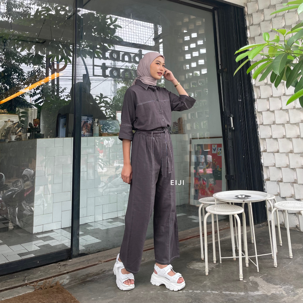 Jual April Set Linen - One Set Wanita - Celana Kulot - Baju Wanita ...