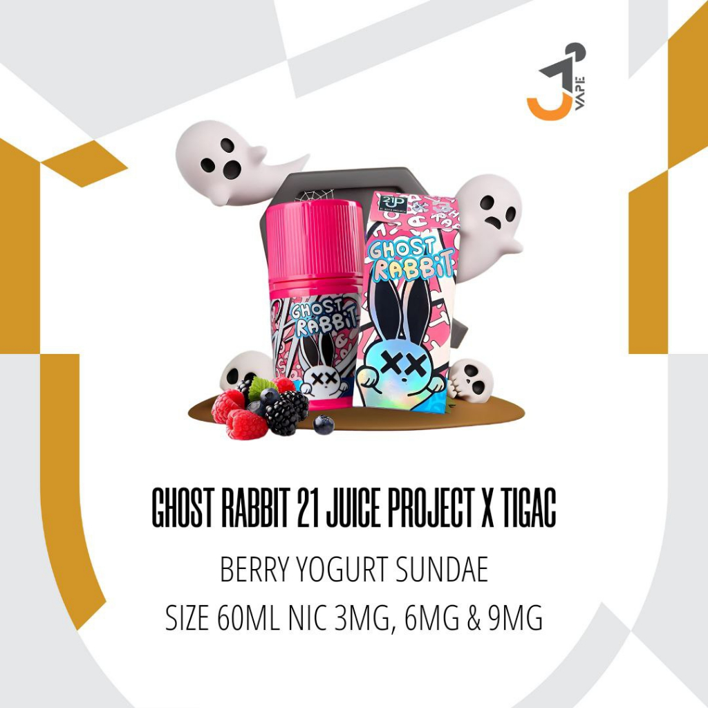 Jual GHOST RABBIT BERRY YOGHURT SUNDAE FREEBASE 60ML BY TIGAC E-LIQUID ...