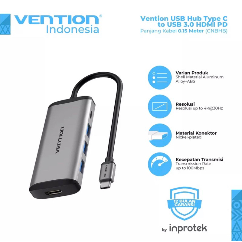 Jual vention adapter thunderbolt 3.0 USB Type C to HDMI USB 3.0 ...