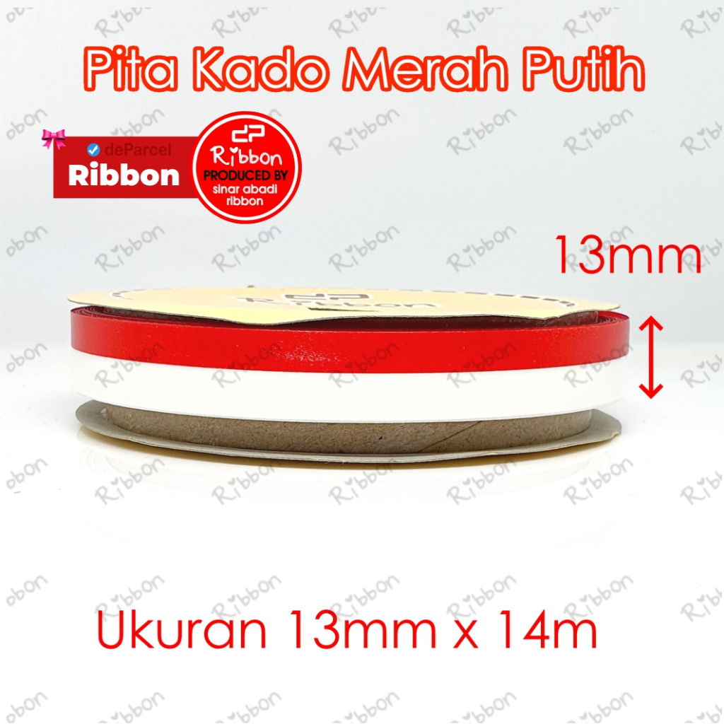 Jual Pita Kado MERAH - PUTIH 1.3cm Ribbon 13mm x 14m Bendera Indonesia ...