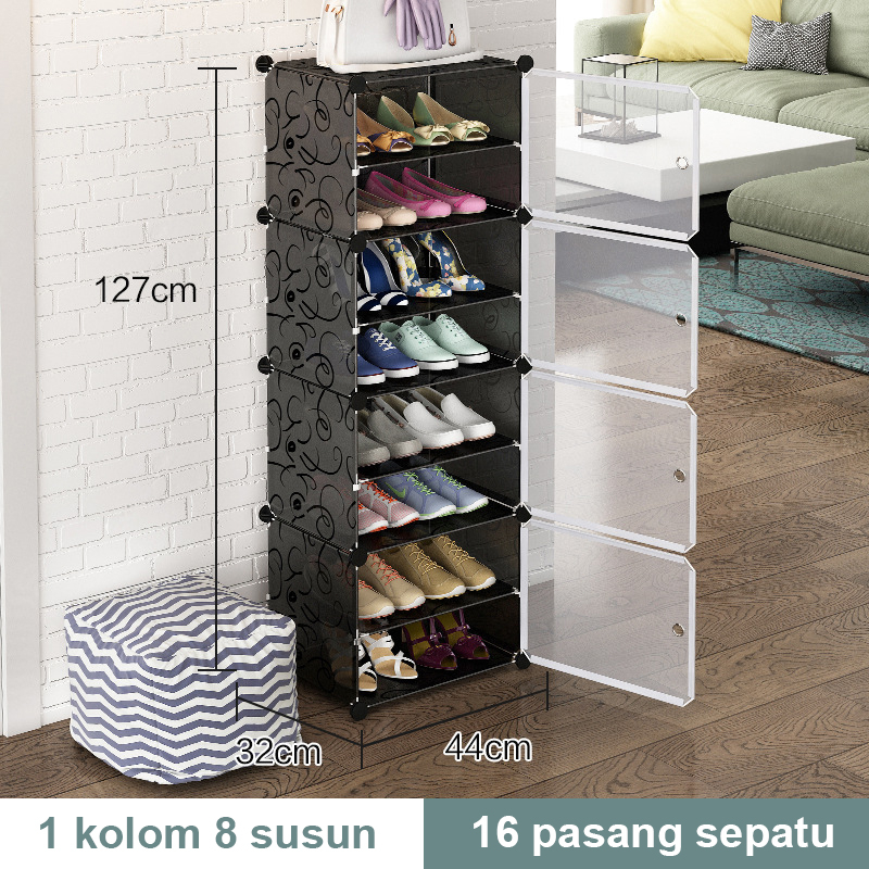 Jual Rak Sepatu Susun Tertutup Aesthetic Lemari Sepatu Plastik ...