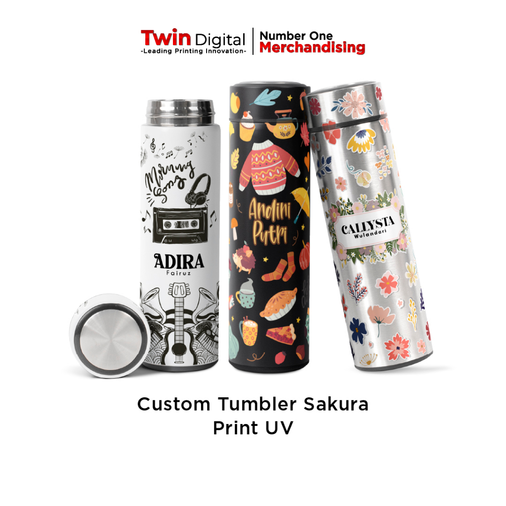 Jual Twindigital Tumbler Termos Sakura 500ml Custom Botol Minum ...
