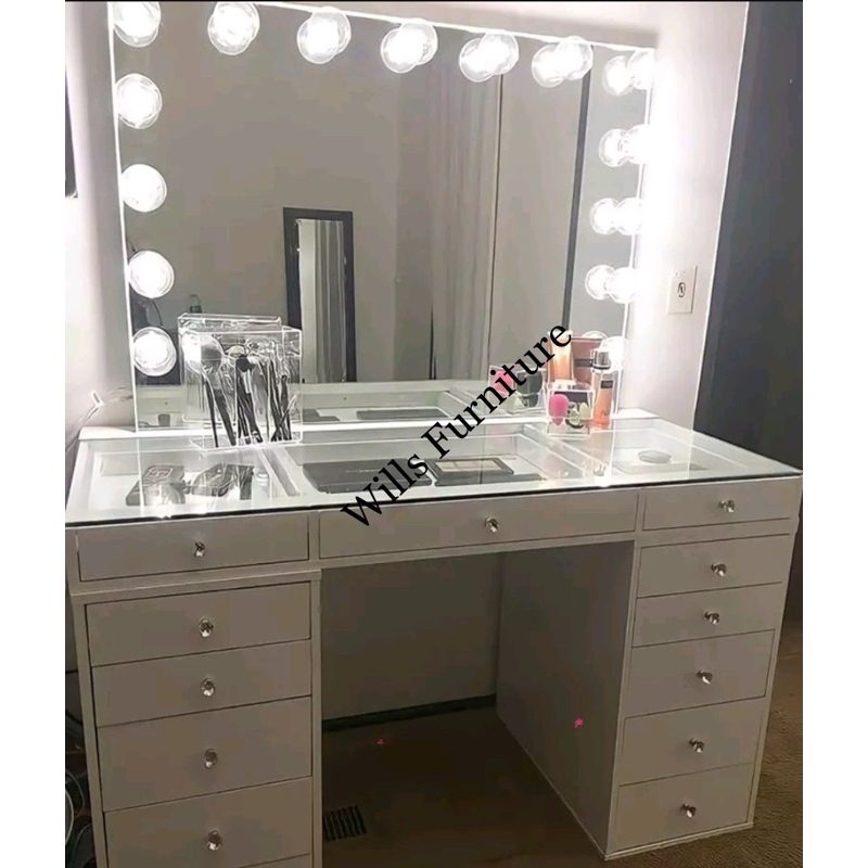 Jual meja rias makeup laci lampu minimalis | Shopee Indonesia