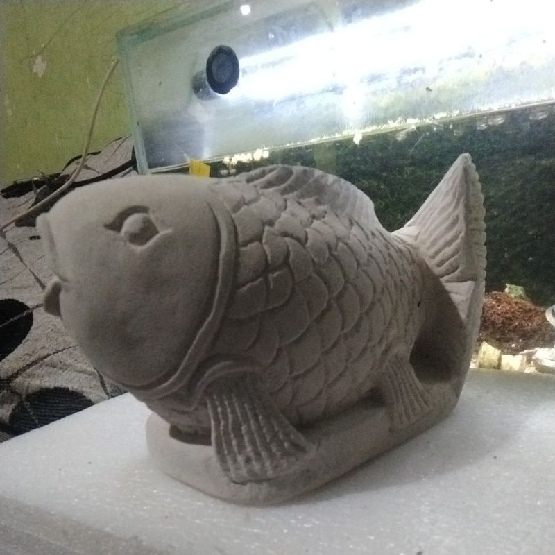 Jual PATUNG IKAN UNTUK AIR MANCUR DAN HIASAN KOLAM MINI BAHAN BATU ALAM ...