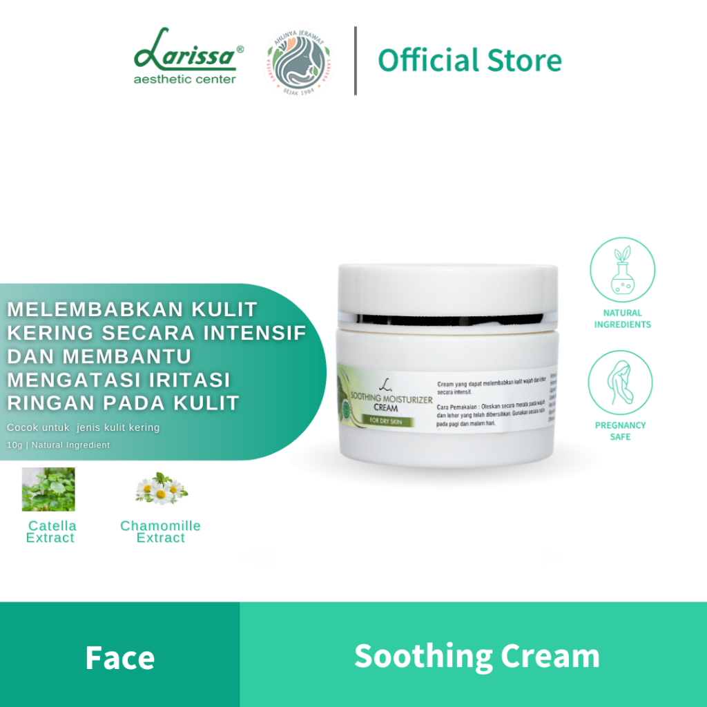Jual Larissa Soothing Moisturizer Cream - Cream wajah untuk kulit kering | Shopee Indonesia