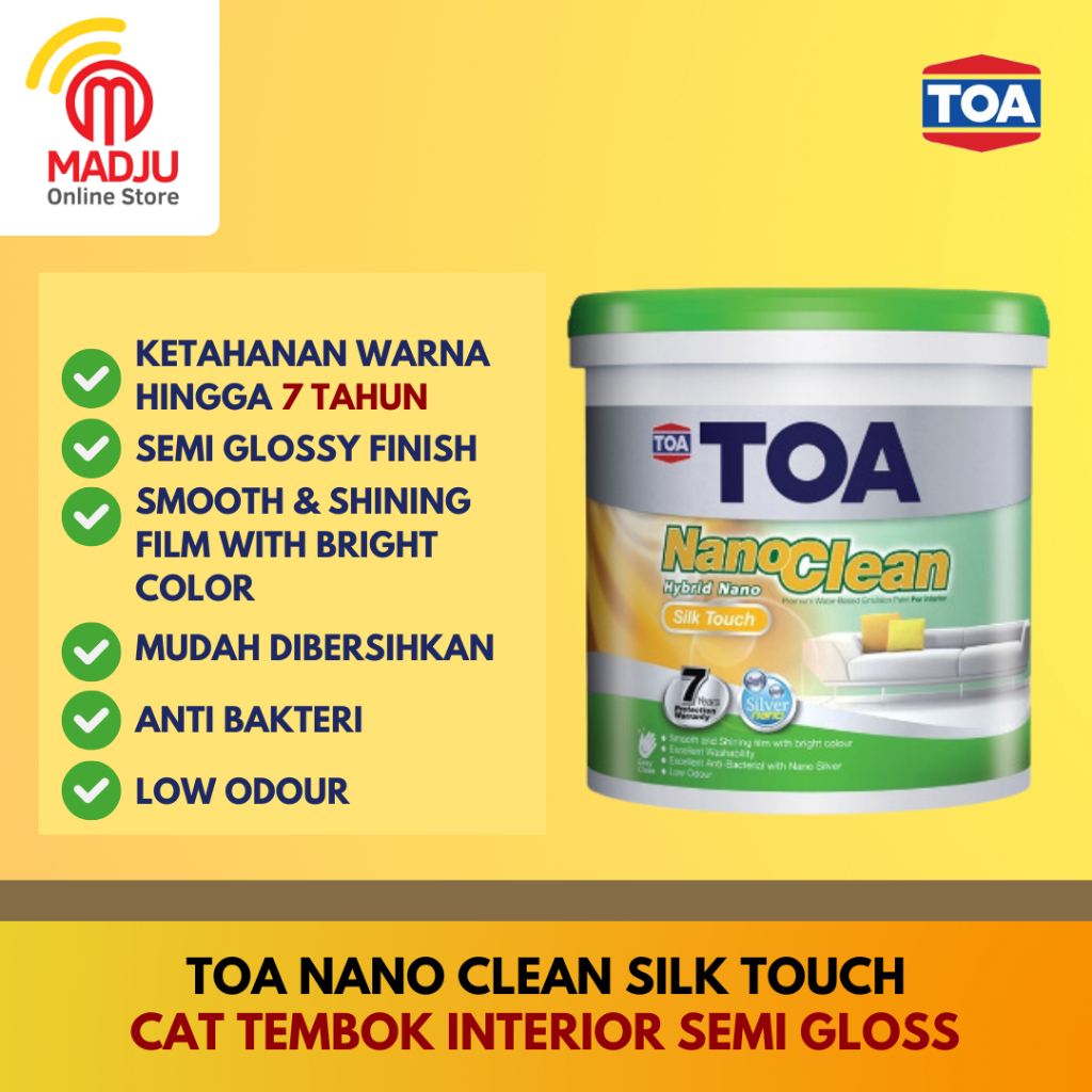 Jual TOA NANOCLEAN SILK TOUCH CAT TEMBOK INTERIOR TAHAN 7 TAHUN / ANTI ...