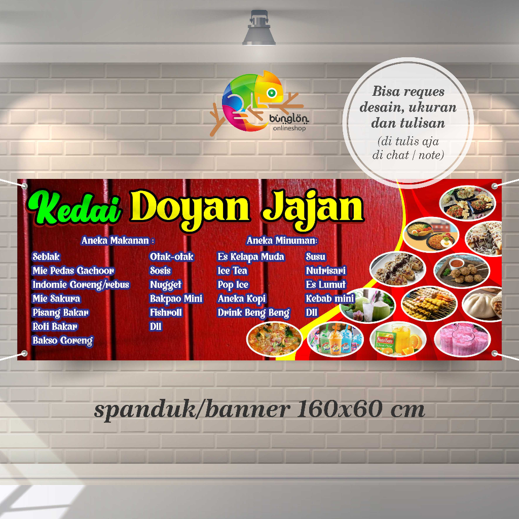 Jual MMT 160x60 Cm Spanduk Banner Kedai Jajanan, Warung Jajan | Shopee ...