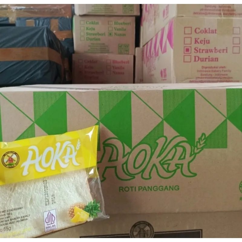 Jual AOKA ROTI PANGGANG / GULUNG 65GR, 1 DUS ISI 40, 60 PCS | Shopee ...