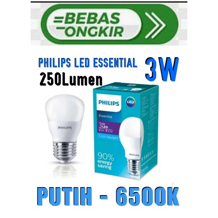 Jual PHILIPS LAMPU LED ESSENTIAL 3W PHILIPS LED 3W PUTIH | Shopee Indonesia