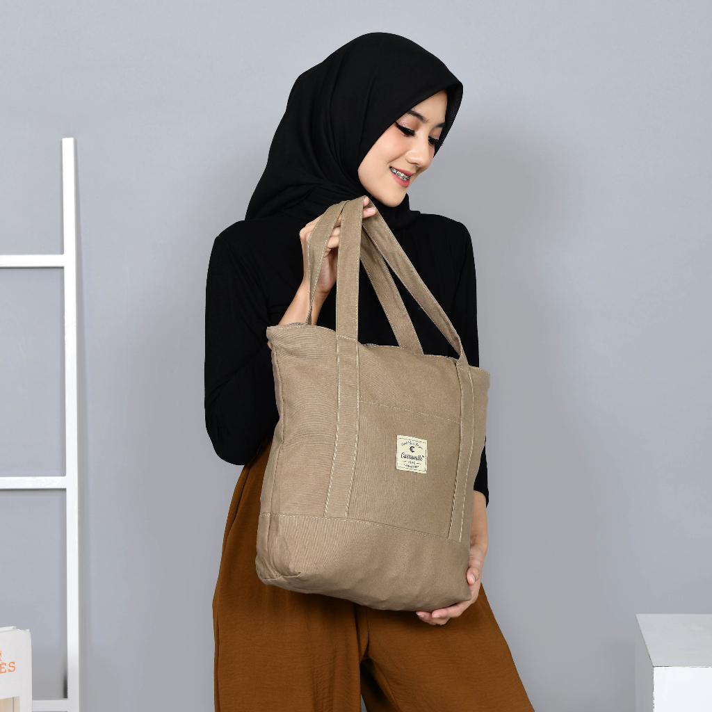 Jual TOTE BAG BESAR / NUDIE BAG MOTIF POLOS BAHAN CANVAS SUEDING TEBAL ...