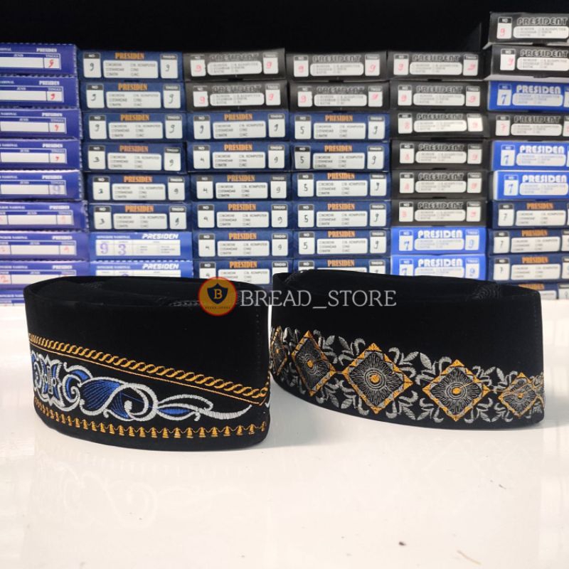 Jual Peci Songkok Kopiah Hitam Motif Batik Bordir Tinggi 9cm Murah ...