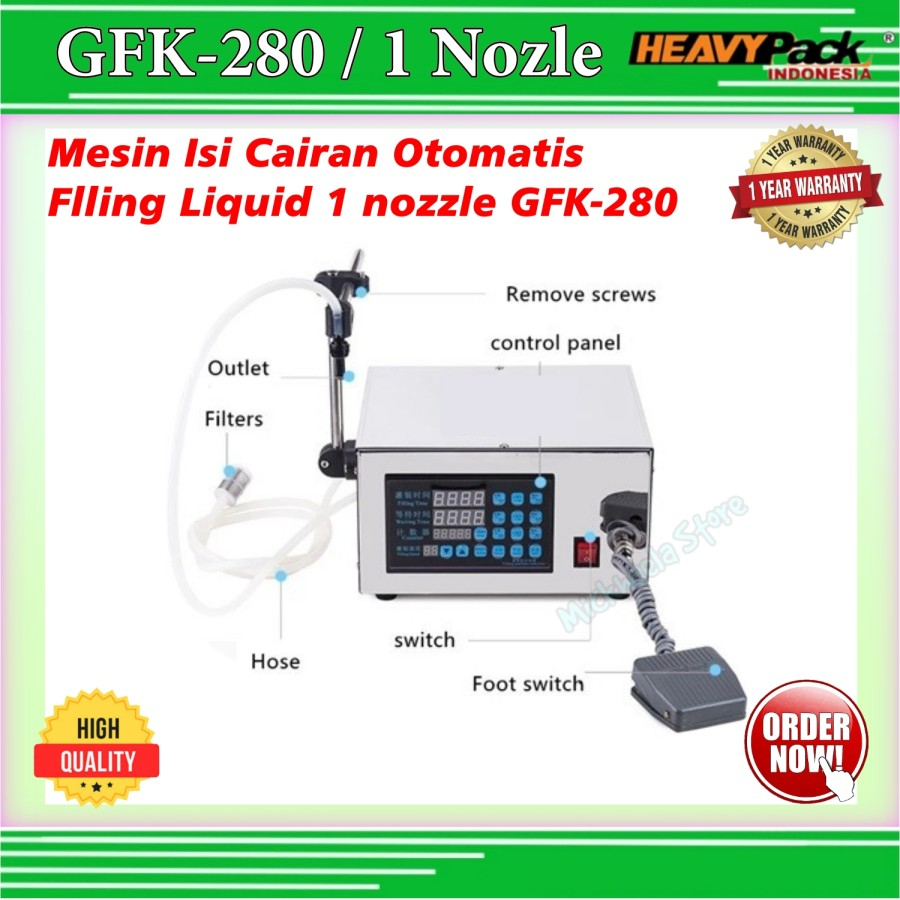 Jual Mesin Isi Cairan Otomatis Filling Liquid 1 nozzle GFK-280 HEAVYPACK | Shopee Indonesia