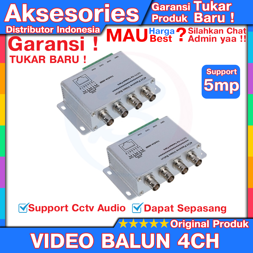 Jual Video Balun CCTV 4CH Up To 5mp Dapat 1 Set / 2 unit | Shopee Indonesia