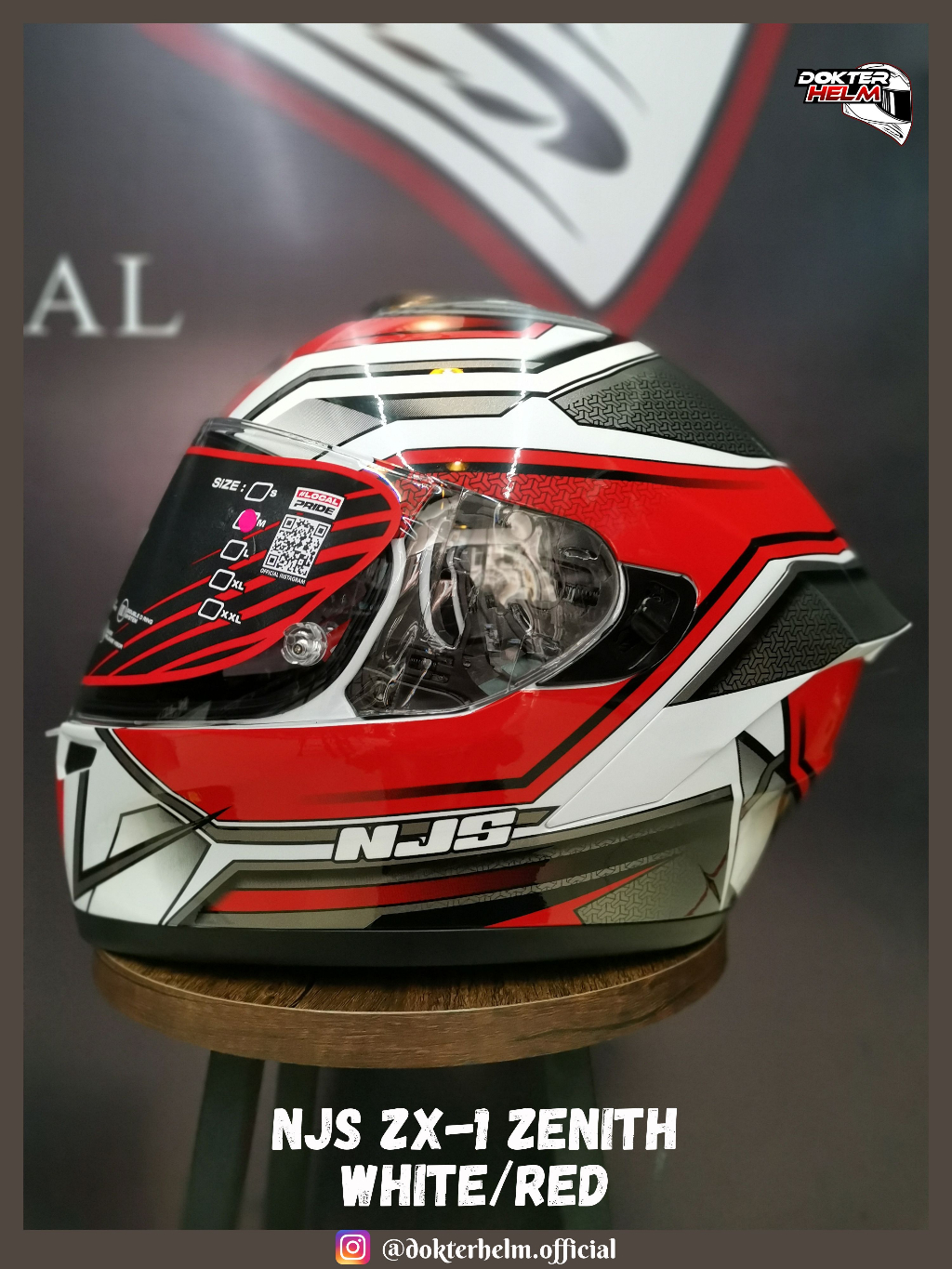Jual NJS ZX1 ZX-1 MOTIF ZENITH WHITE RED DOUBLE VISOR HELMET | Shopee ...