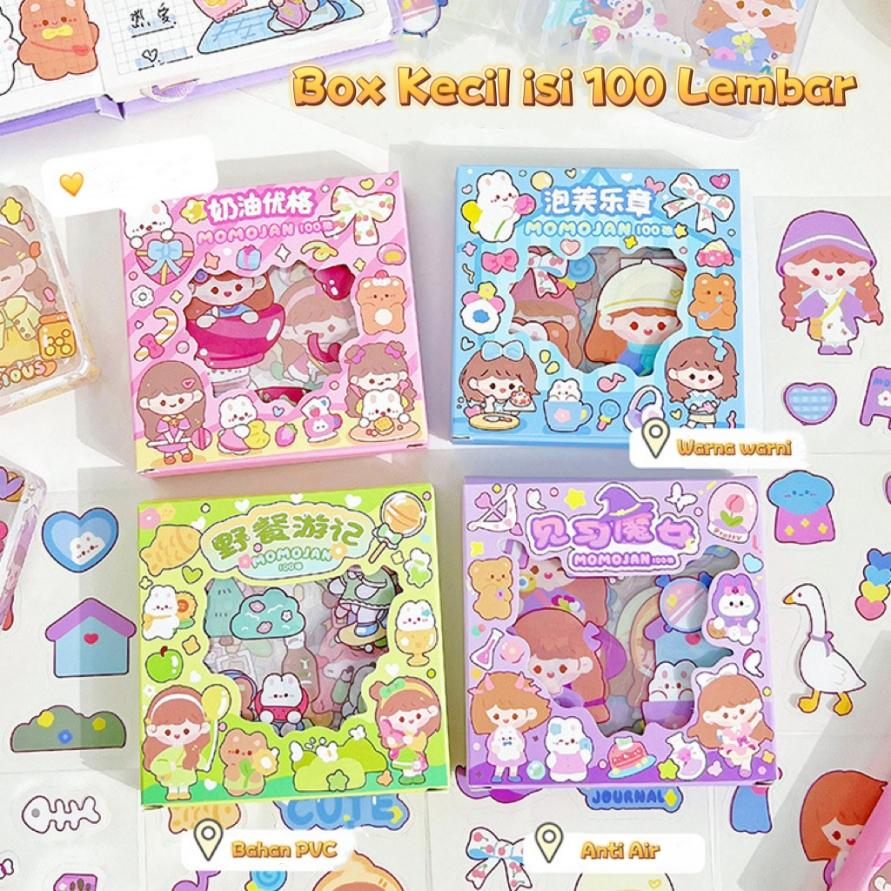 Jual Stiker Momo Lucu Sticker Motif Kartun Korea Waterproof 1 Box isi ...