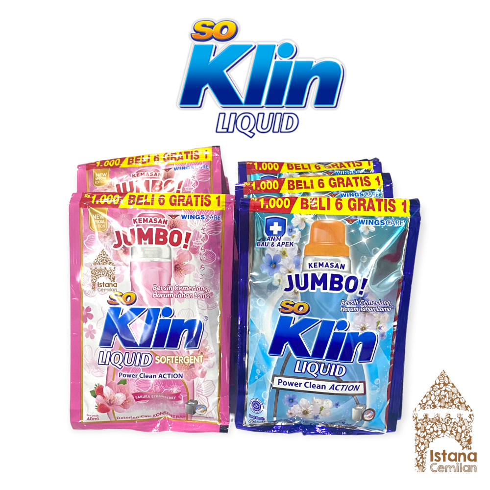 Jual So Klin Liquid Biru / Pink JUMBO 40 ml Renceng (isi 6+1 pcs ...