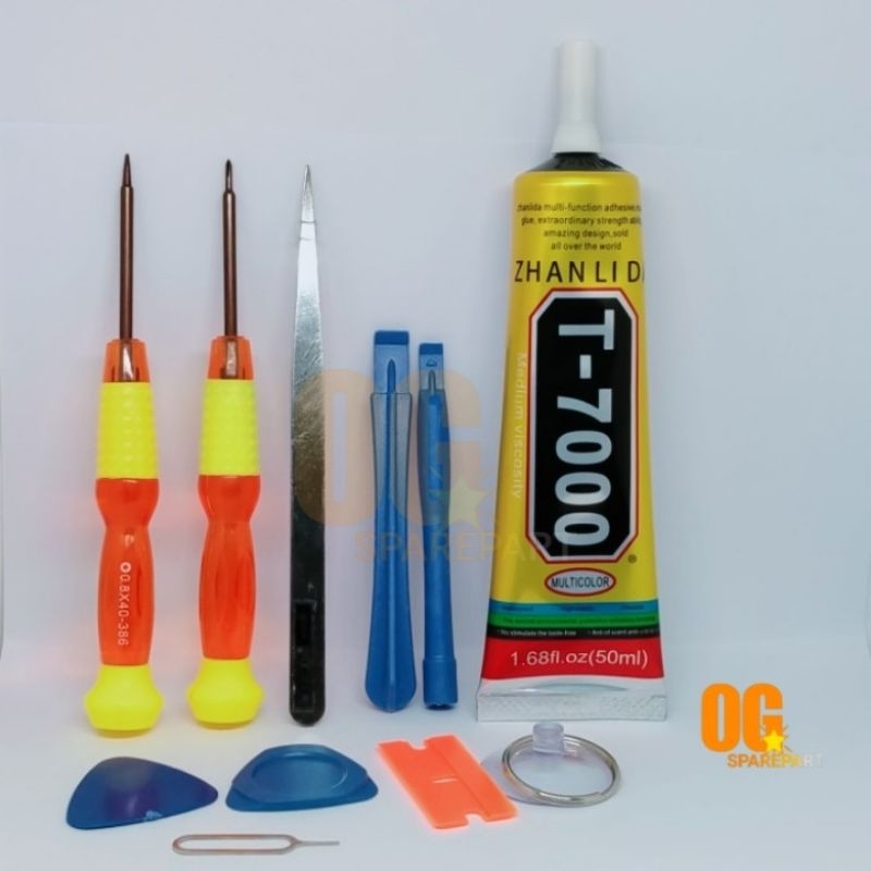 Jual Obeng Set Alat Pembuka lcd Dan Casing Opening Tools 10 In 1 obeng satuan + B700 T700 15ml ...