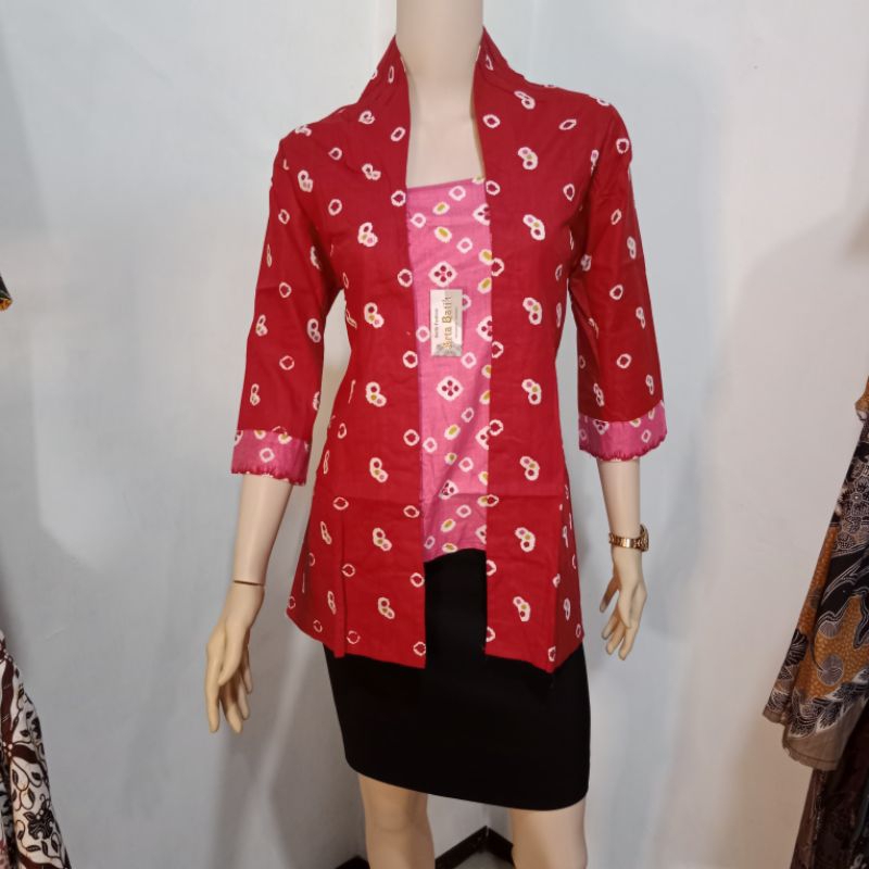 Jual blouse batik kebaya merah original arta batik super outfit arisan ...