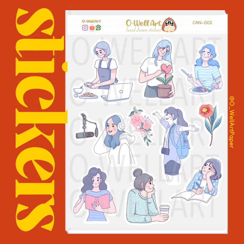 Jual Aesthetic Cyan Gilr Stickers - Stiker Jurnaling Aesthetic Soft ...