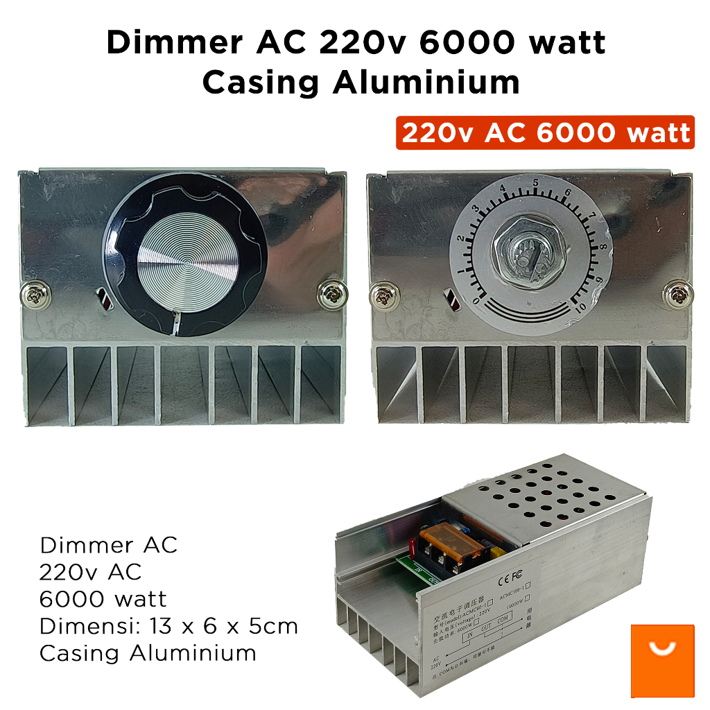Jual Dimmer AC 220v 6000 watt Dimer 6000w 220 volt Casing Aluminium ...