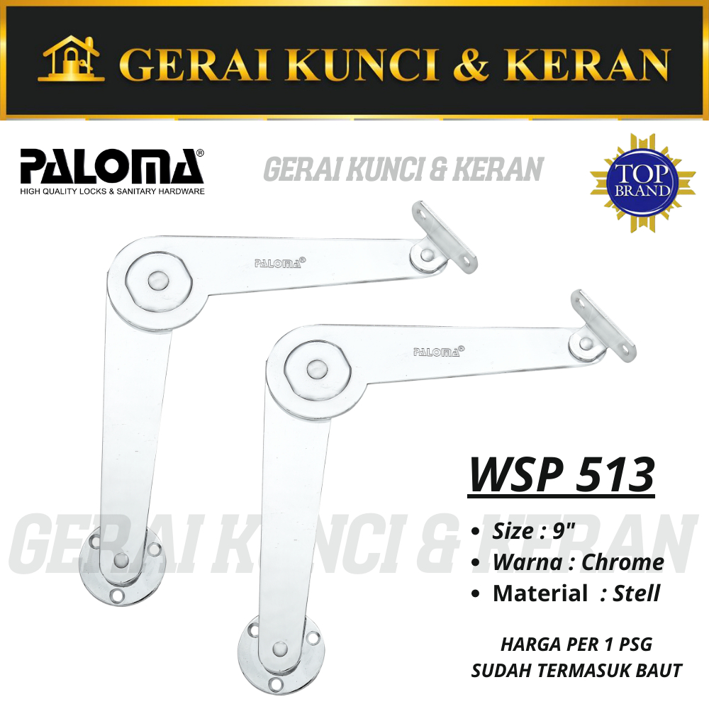 Jual PALOMA WSP 513 ENGSEL SALON PENAHAN JENDELA WINDOW STAY 9 INCH ...