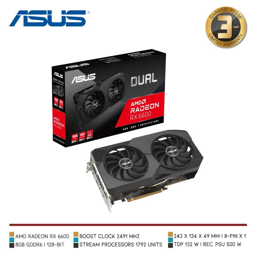 Jual ASUS Dual Radeon RX 6600 V2 8GB GDDR6 - VGA Card | Shopee Indonesia