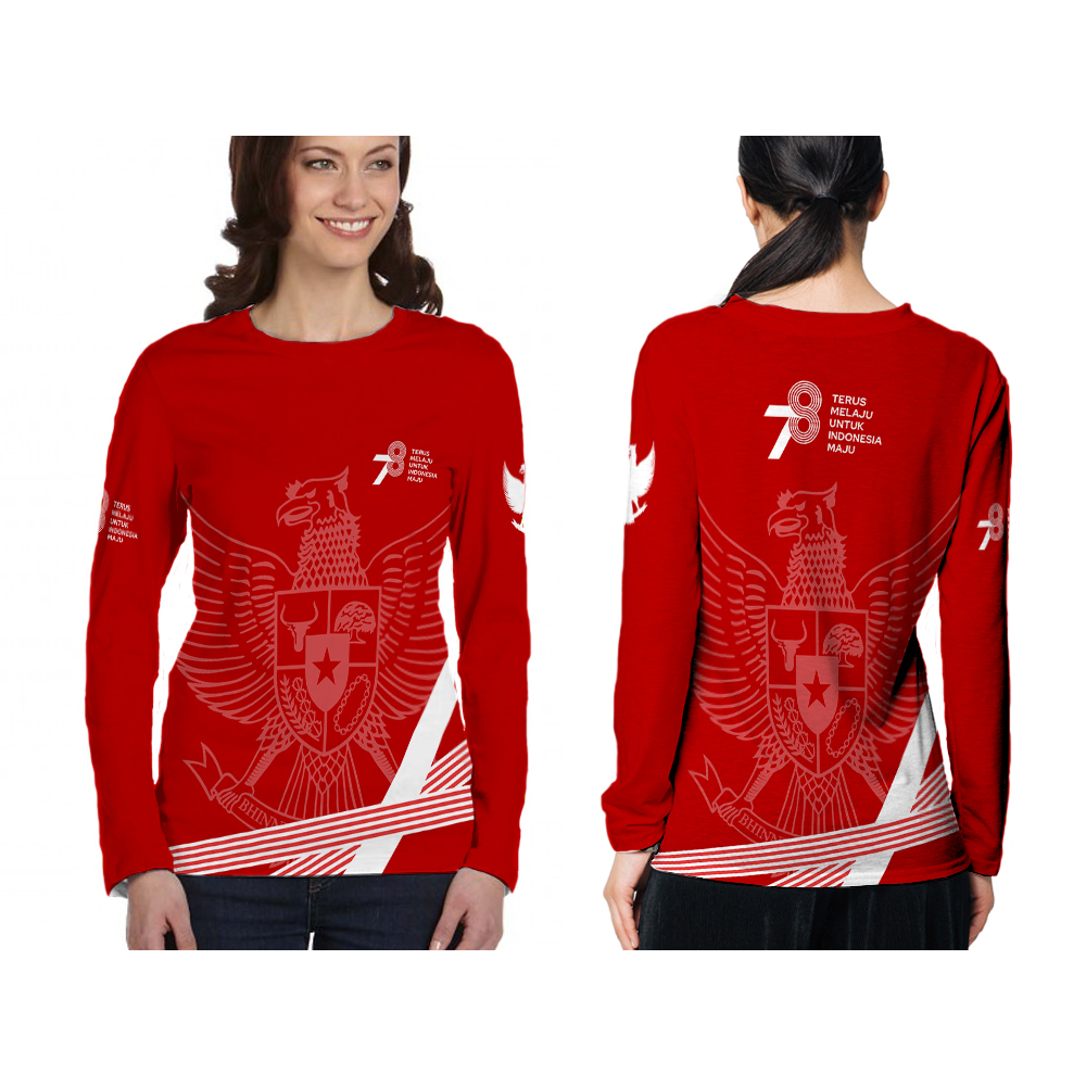 Jual Riashop - Kaos HUT Kemerdekaan RI 78 Lengan Panjang | Kaos Wanita HUT KE 78 Kemerdekaan RI ...