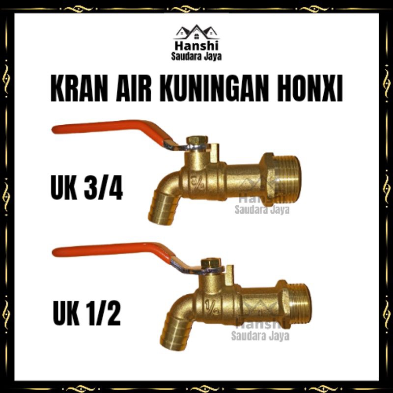 Jual Kran Air Tembok Kuningan 1/2 3/4 Inch Merk Honxi | Shopee Indonesia