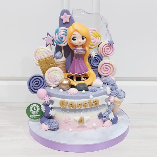 Jual CAKE TEMA PRINCESS RAPUNZEL UK 15CM / KUE ULANG TAHUN | Shopee ...
