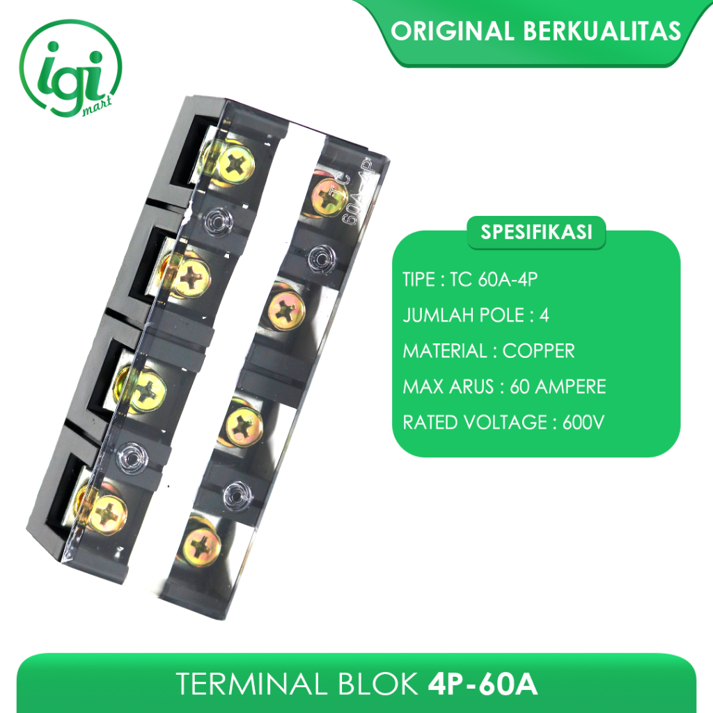 Jual TERMINAL BLOK 4 POLE 60A / TERMINAL BLOCK TC-6004 TC SERIES | Shopee Indonesia