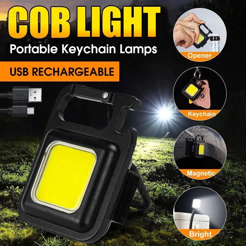 Jual Lampu Senter 3 In 1 LED COB Keychain Super Terang Mini USB Charger ...