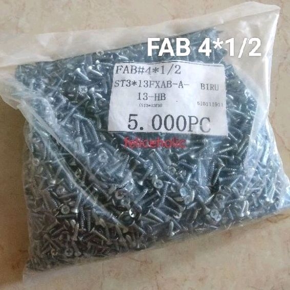 Jual (FAB 4x1/2) Sekrup / skrup / baut / tapping kepala FAB ukuran 4x1 ...