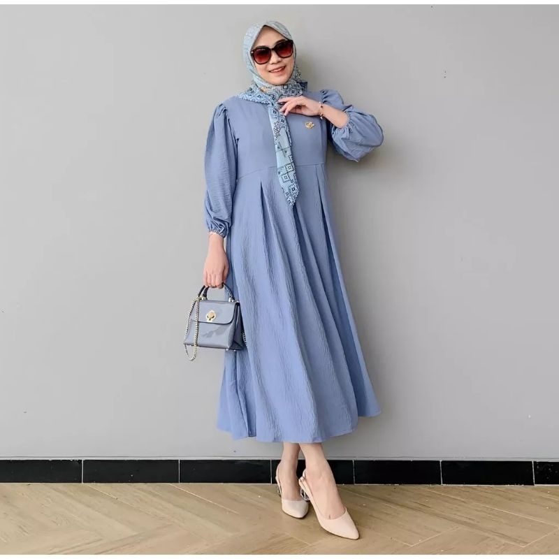 Jual S M L XL XXL ELITA MIDI DRESS KOREAN LOOK STYLE TERBARU/BAJU ...