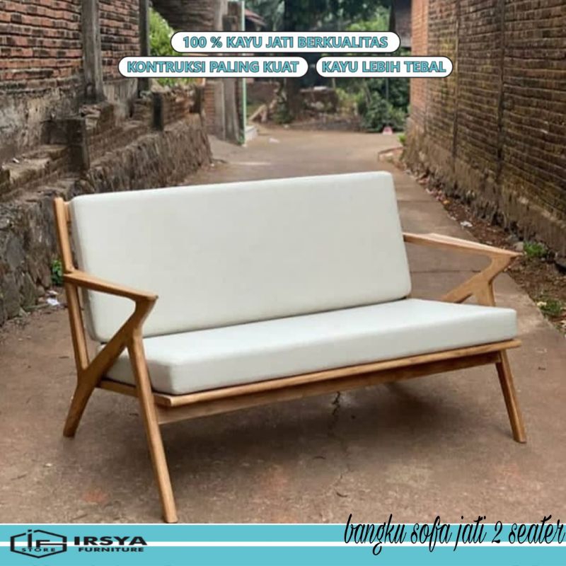 Jual Bangku Sofa Jati 2 Seater - Kursi Sofa Santai Rangka Kayu Jati ...