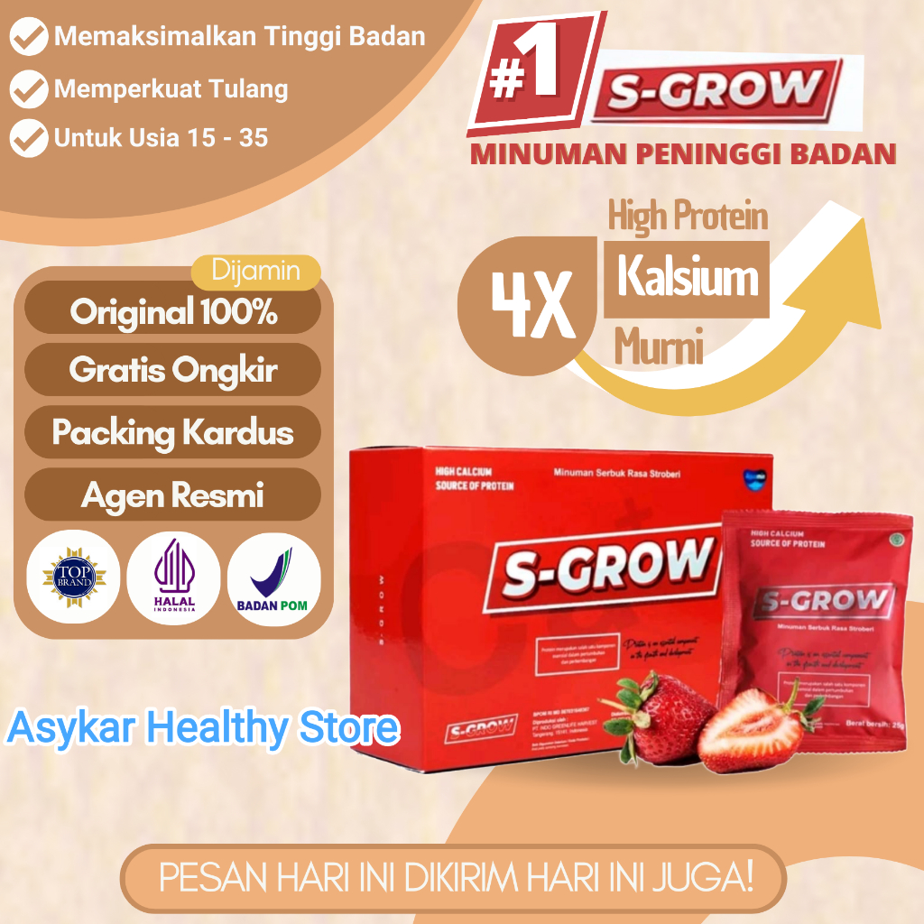 Jual S-GROW 1 Box isi 10 Sachet Original BPOM | SGROW Suplemen Peninggi ...