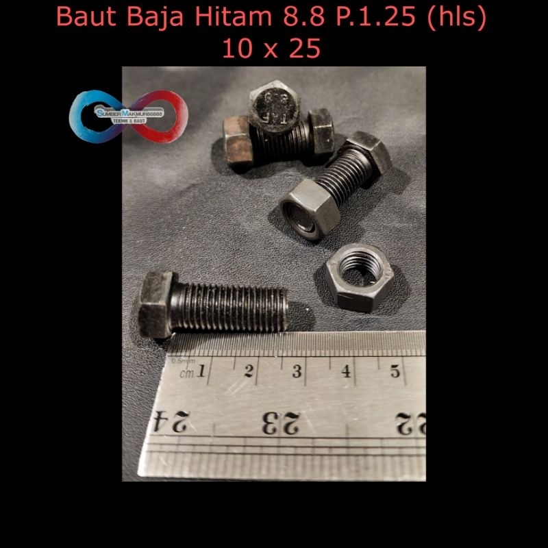 Jual Baut Mur Baja htb (grade 8.8) 10x25 mm p.1,25 FULLDRAT | Shopee Indonesia