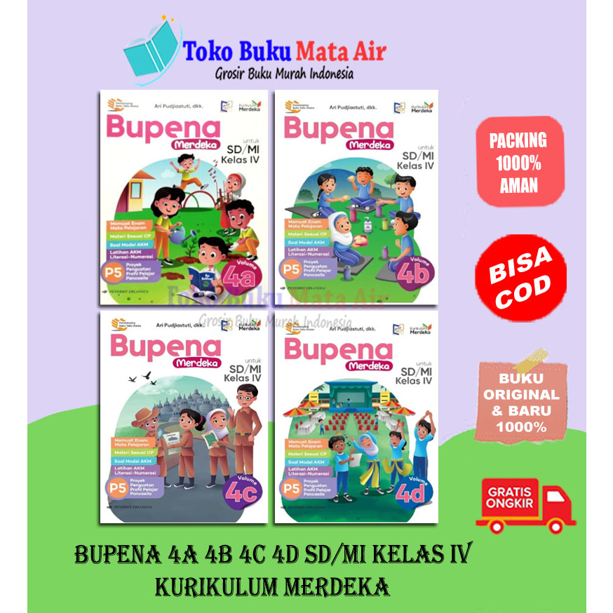Jual BEST SELLER BUPENA 4A 4B 4C & 4D SD/MI KELAS IV KURIKULUM MERDEKA - ARI ERLANGGA | Shopee ...