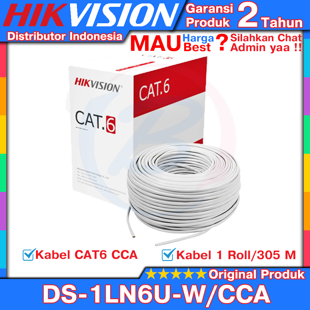 Jual Hikvision DS-1LN6U-W/CCA Kabel Cat6 Untuk CCTV Bahan CCA 1 Roll / 305 Meter | Shopee Indonesia