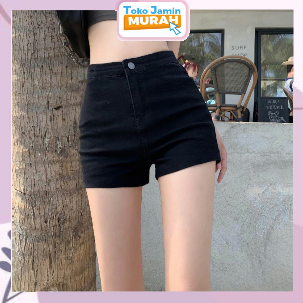Jual TJM CP393 Celana Pendek Denim High Waist Wanita Hot Pants Korean Style | Shopee Indonesia