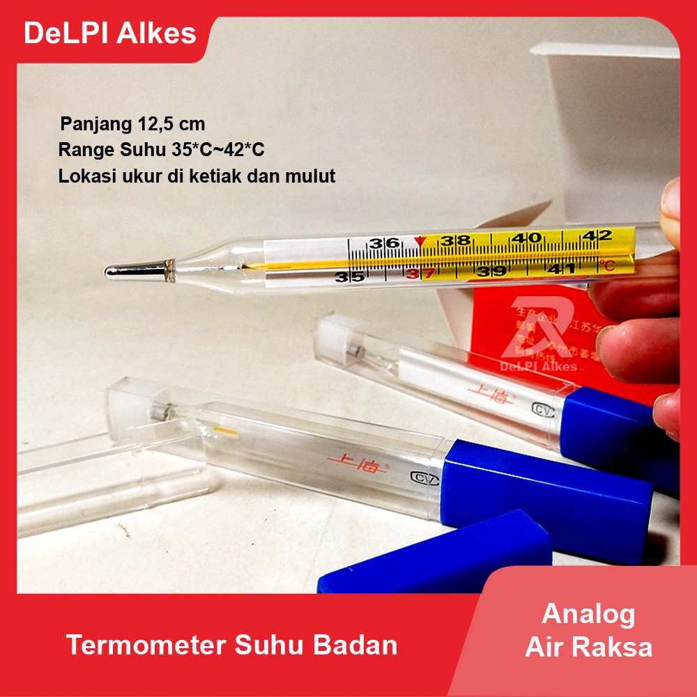 Jual Termometer Suhu Badan Thermometer Air Raksa Kaca Analog Pengukuran ...