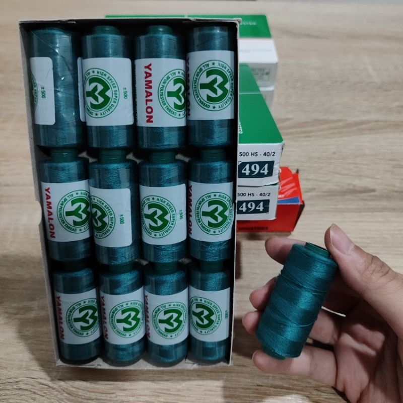 Jual Benang jahit Yamalon 500 yard warna Tosca Gelap Code Warna 494 ...