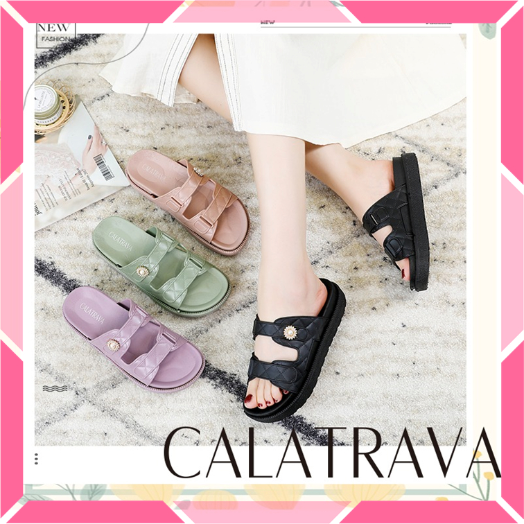Jual 1604-2 Sandal Selop Jelly Wanita CALATRAVA Sendal Slop Cewek Rumah ...
