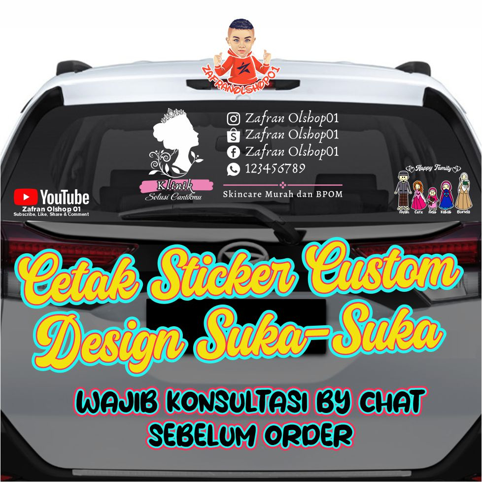 Jual Sticker Mobil Custom Nama Logo Perusahaan Iklan Usaha Komunitas ...