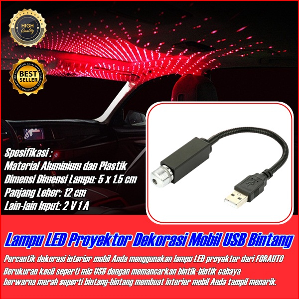 Jual Proyektor Lampu Laser Led USB Bintang Star Dekorasi Plafon Mobil ...