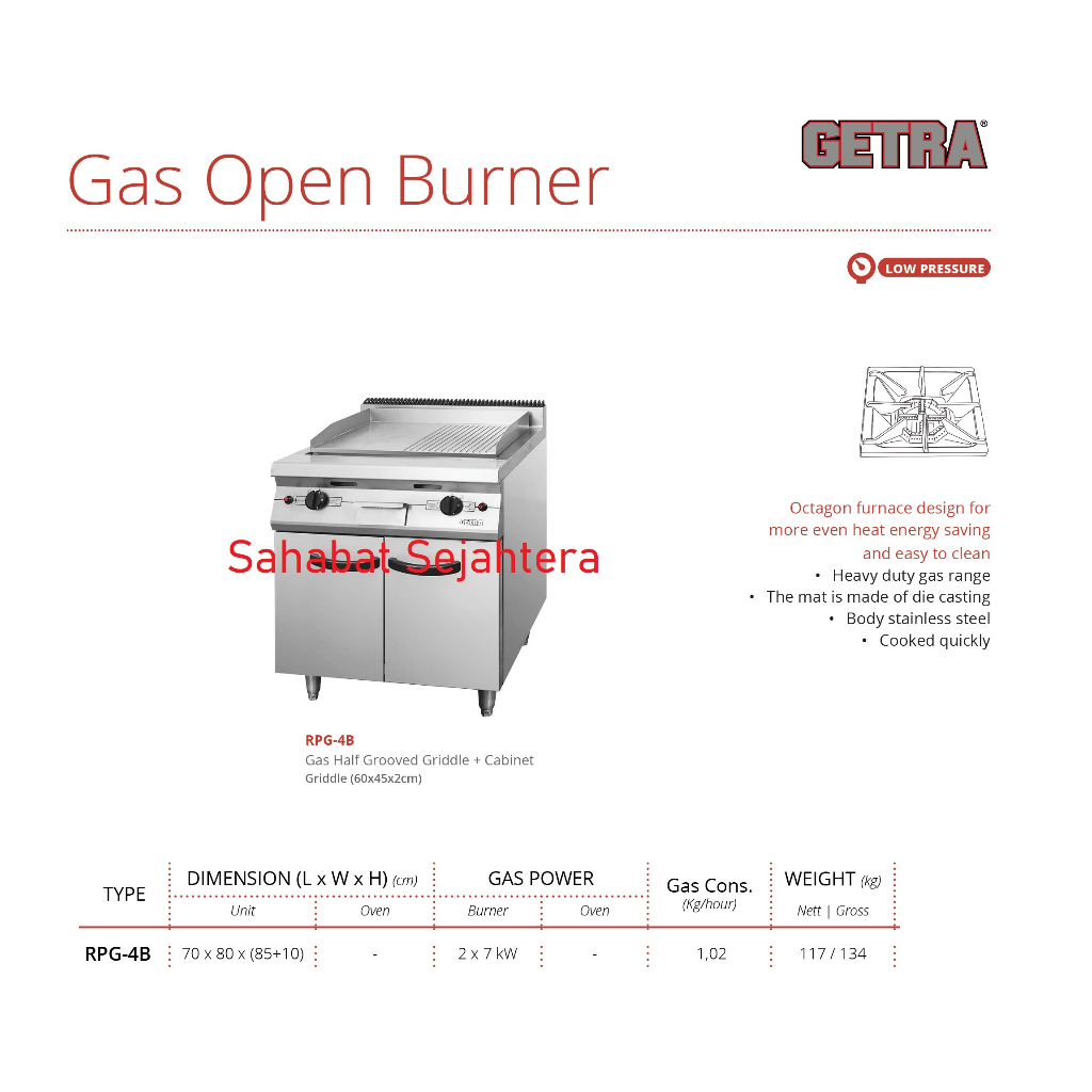 Jual GETRA Gas Open Burner RPG-4B Kompor Pemanggang Listrik Untuk ...